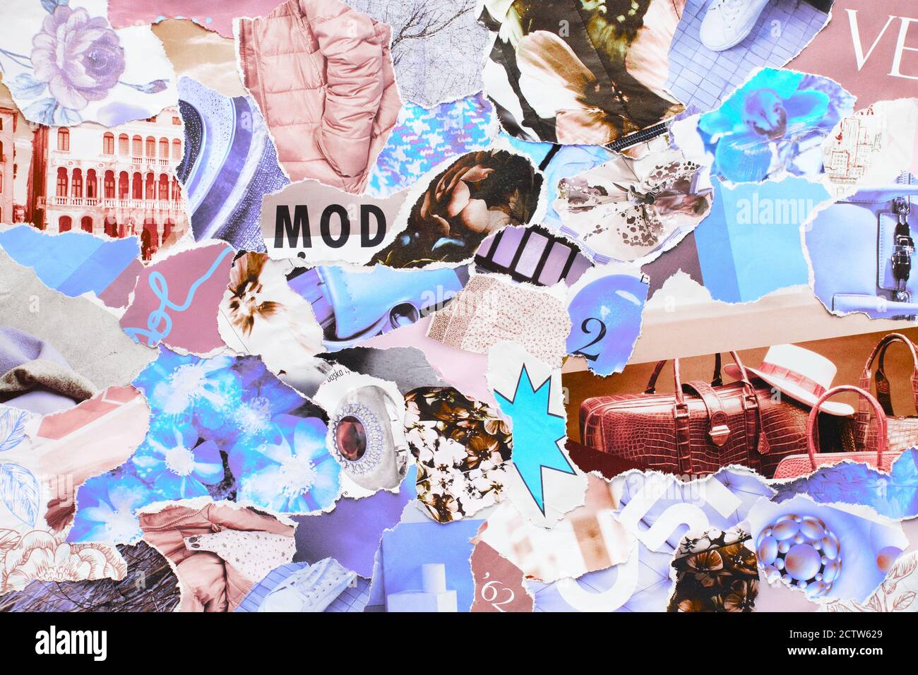 Handmade contemporary creative atmosphere art mood board collage sheet ...