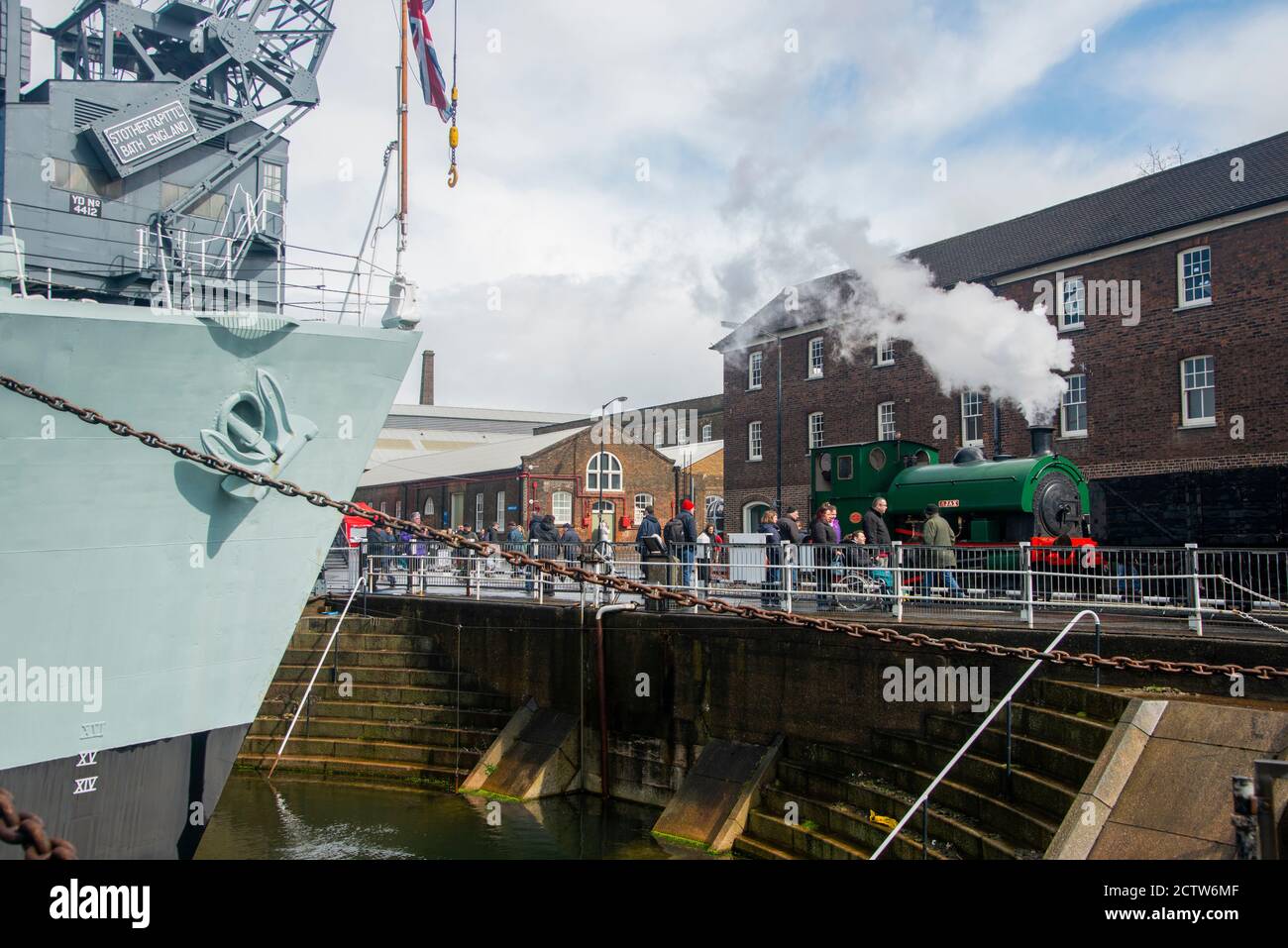 Steam train passes HMS Cavalier at Chatham Dockyard Festival of Steam ...