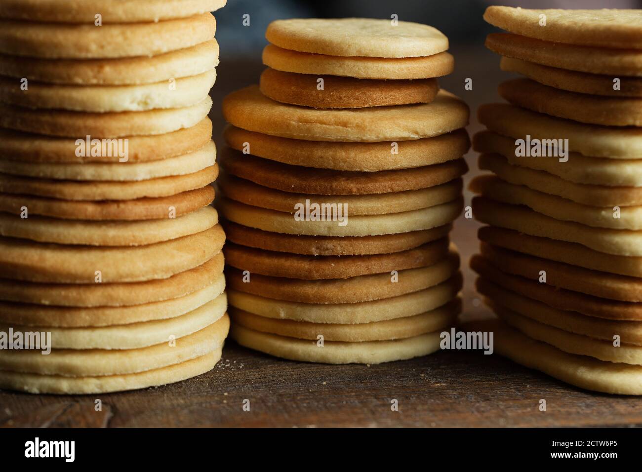 Biscuit with Danish style butter cookies and honey flavored. A stack of ...