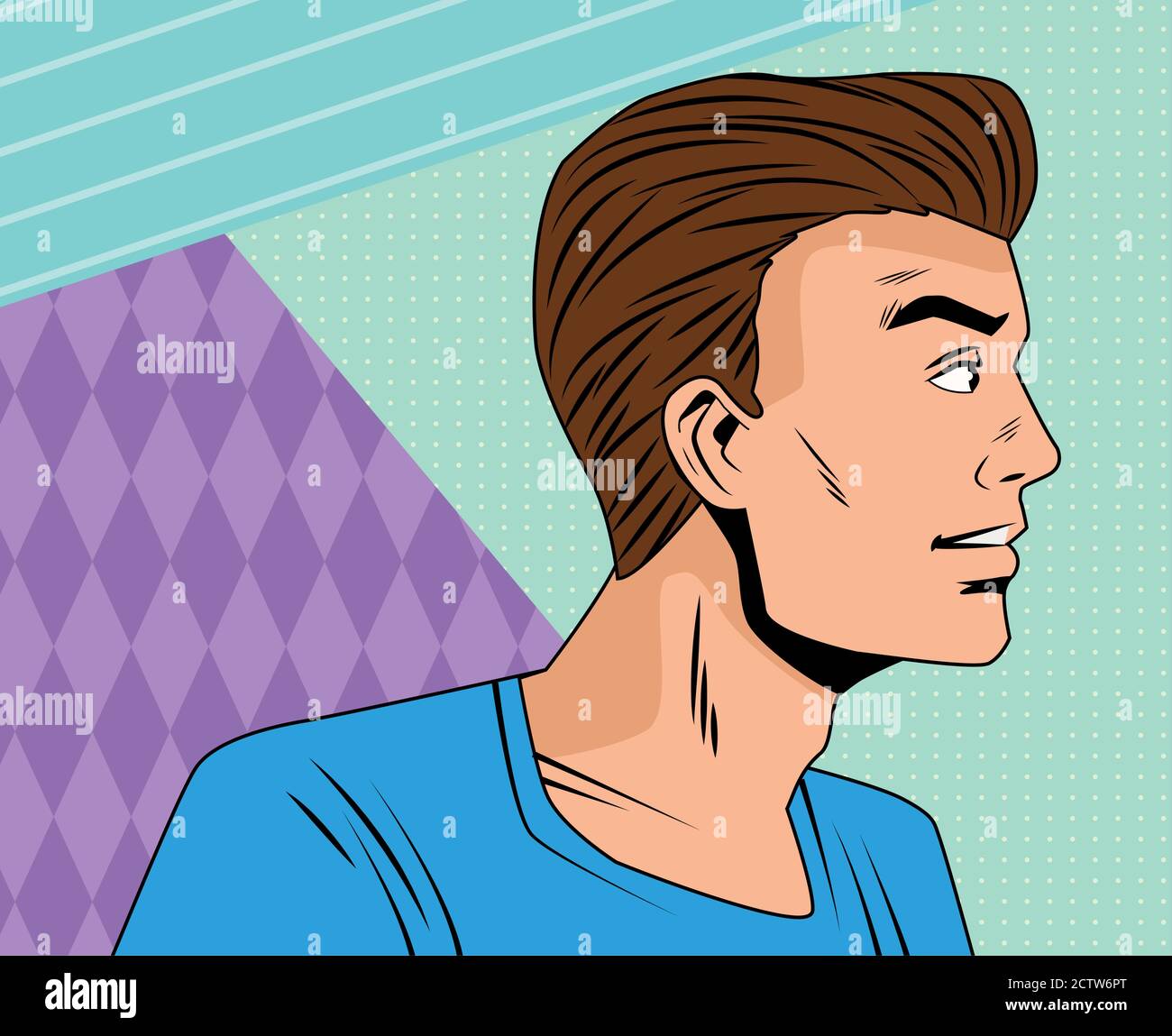 angry man profile pop art style character vector illustration design ...