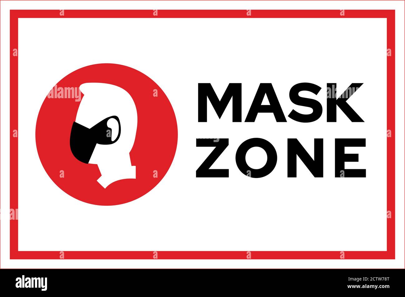 Mask zone warning prevention sign - human profile silhouette with face ...