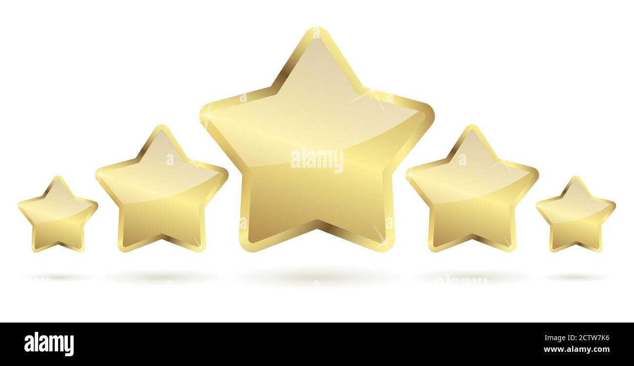 five golden stars with shadow in a row vector file Stock Vector Image ...