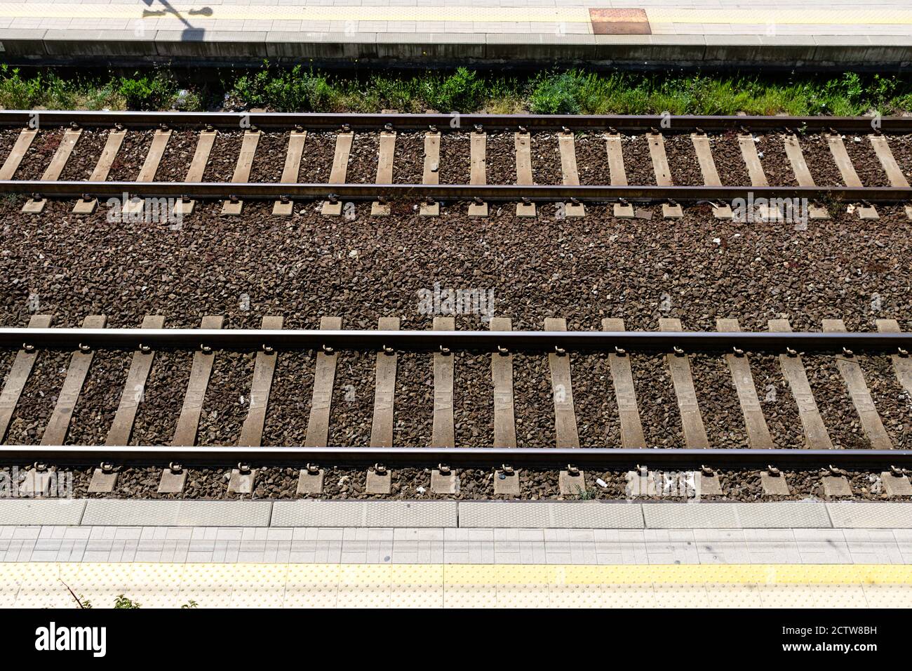 Railroad tracks for train public transport Stock Photo - Alamy