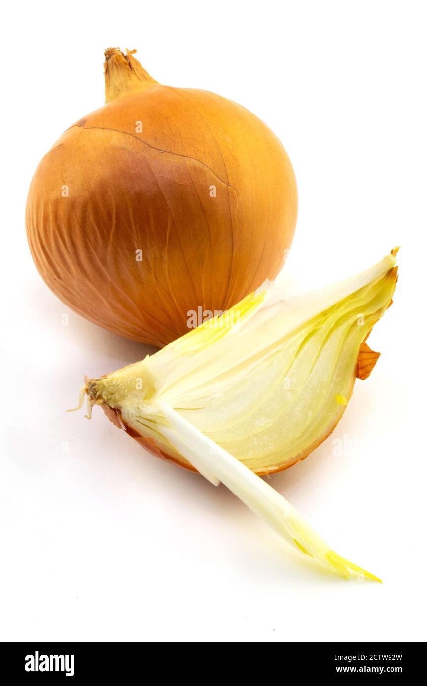 whole and sliced onion bulbs isolated on a white background Stock Photo ...