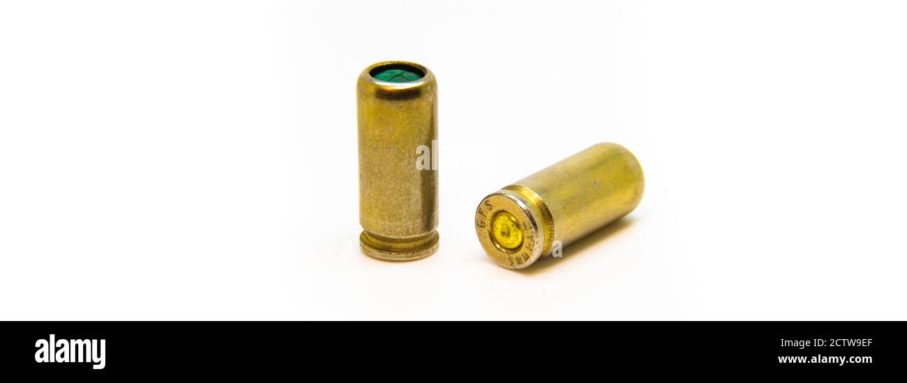 Brass bullet shells, 38 size for revolver handgun, studio shot Stock ...