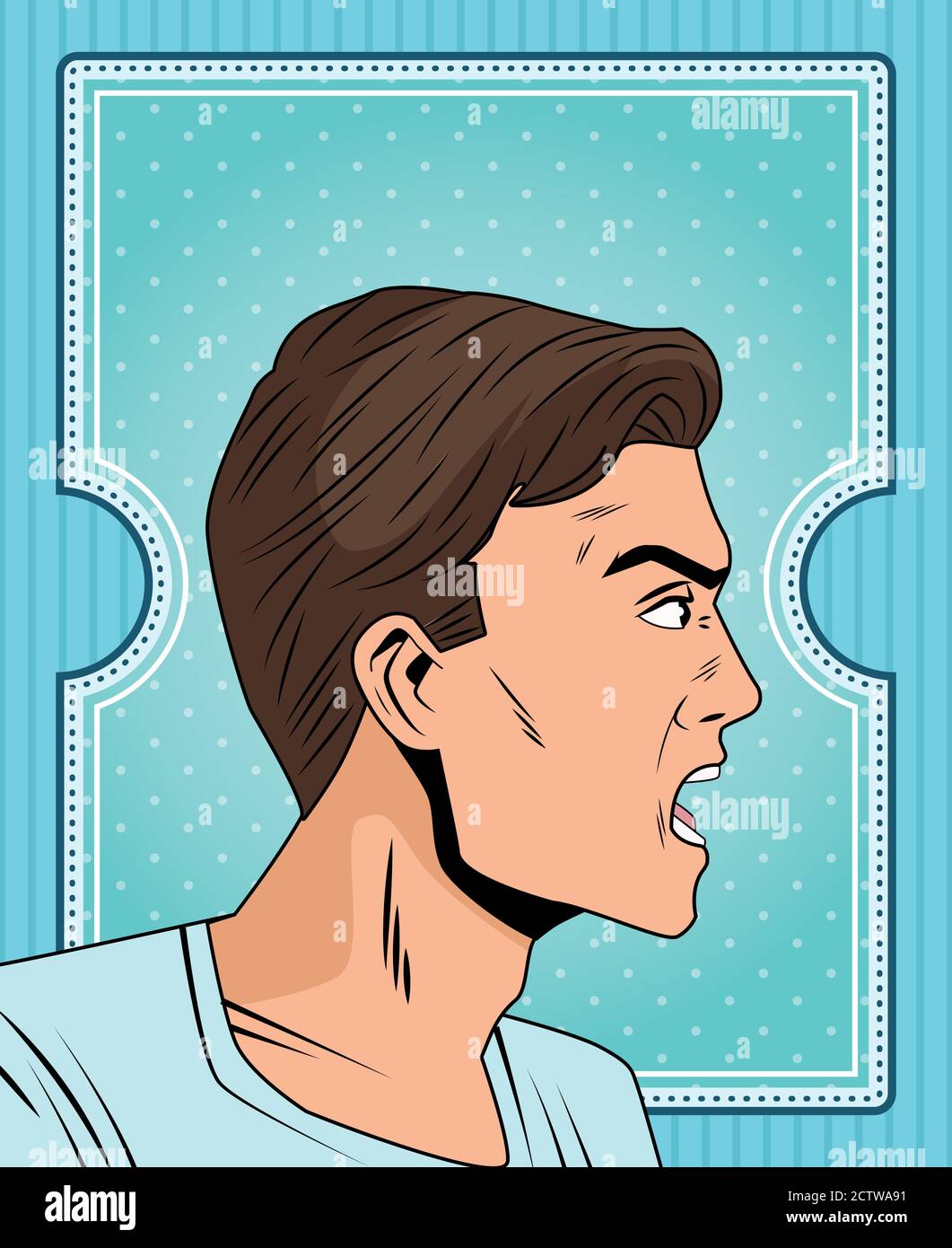 angry man profile pop art style character vector illustration design ...