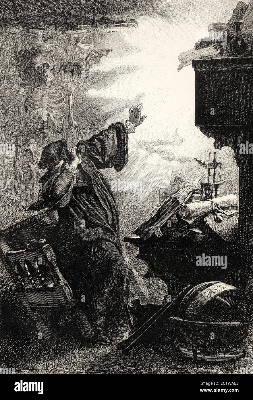 the spirit appearing to Faust, first part of the tragic play Faust by ...