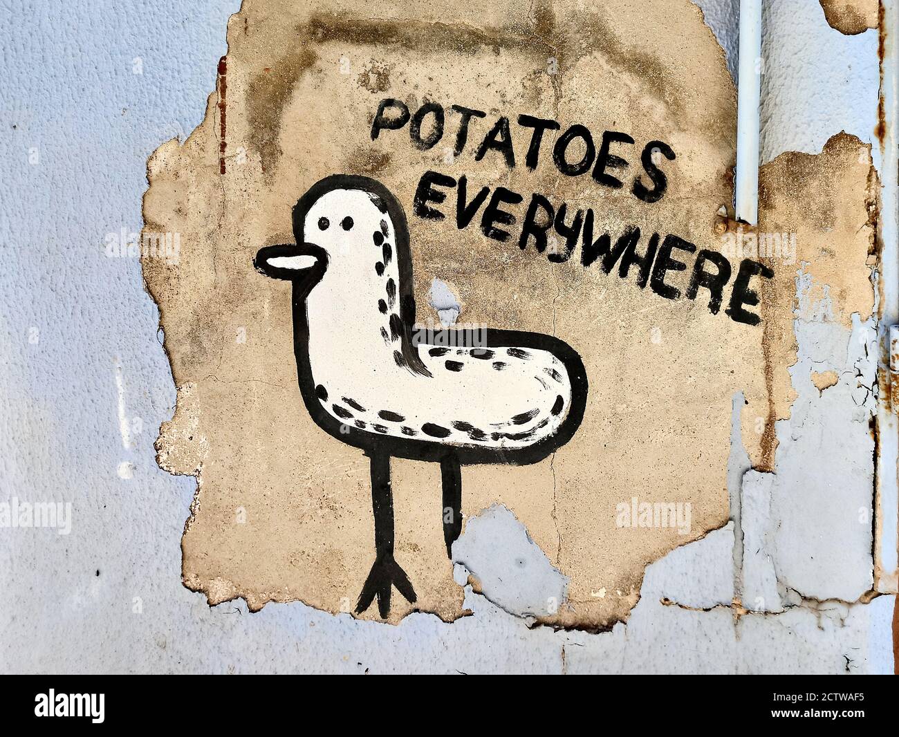 June 18, 2020 - Funny drawing and writing on the wall - Potatoes ...