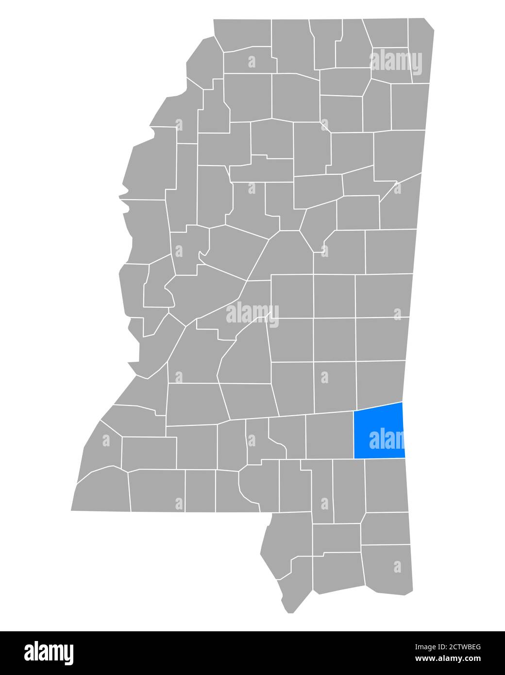 Map of Wayne in Mississippi Stock Photo - Alamy