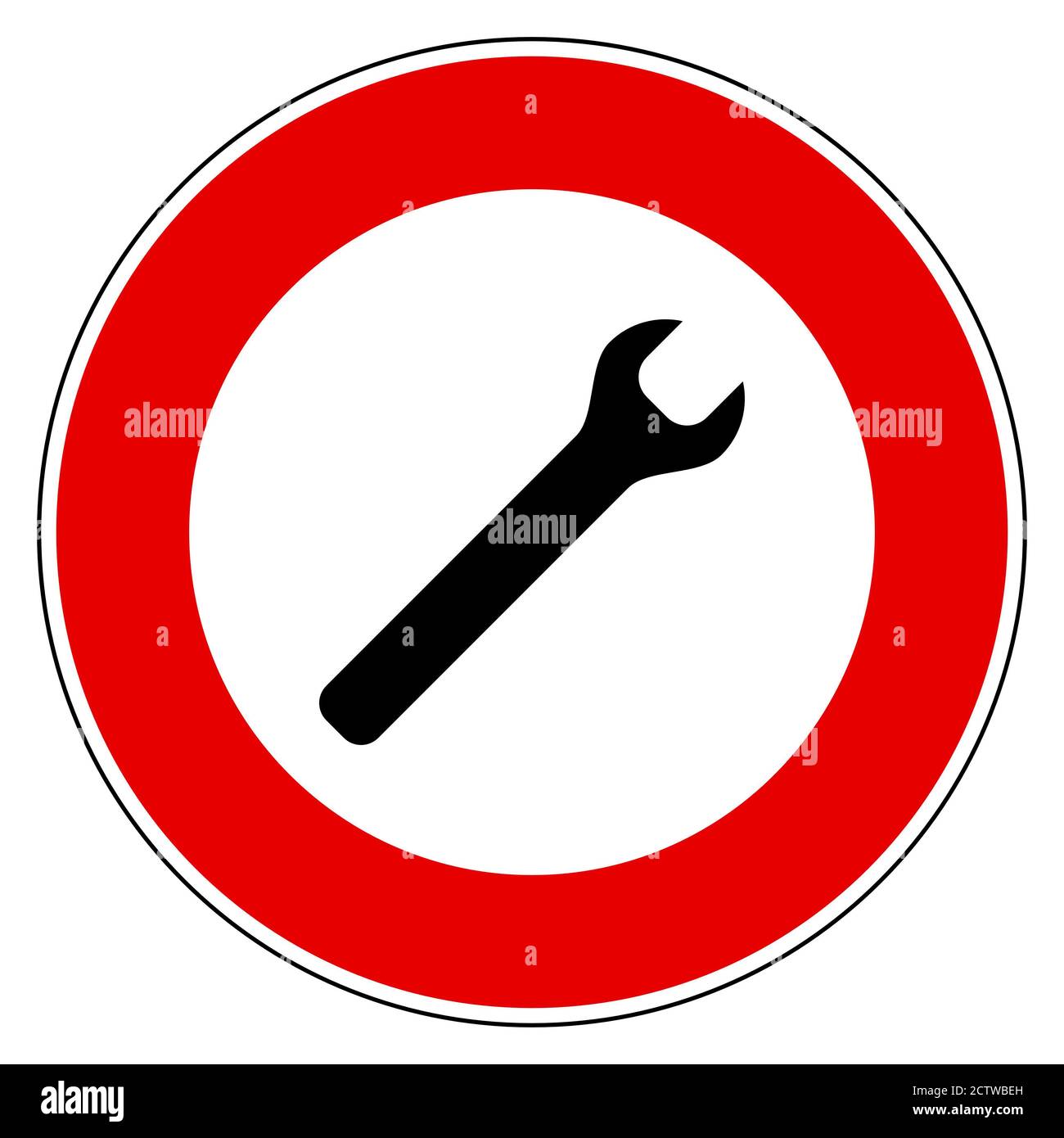 Wrench and prohibition sign Stock Photo - Alamy