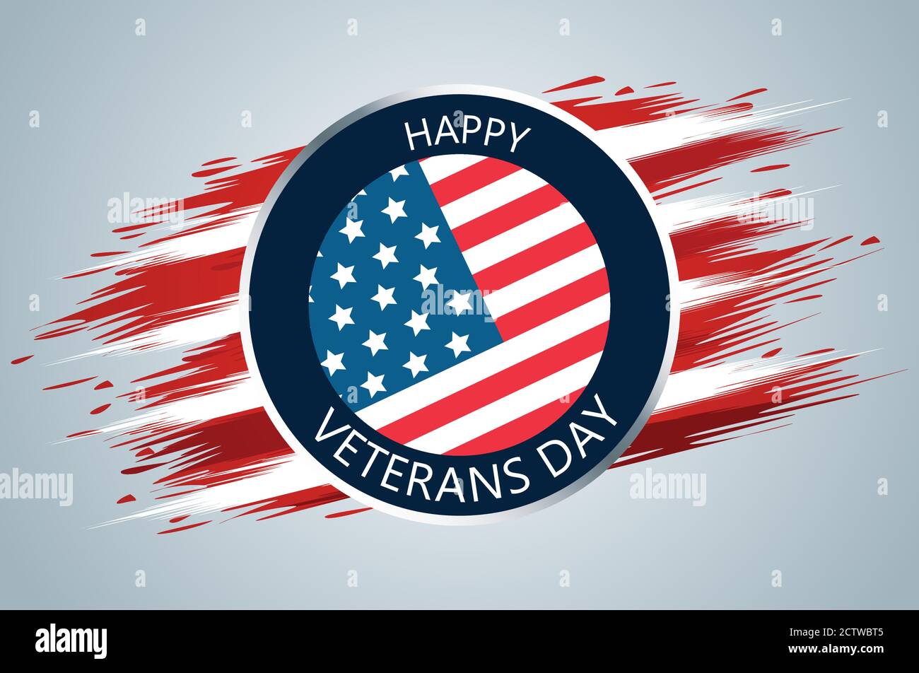 happy veterans day lettering in button with usa flag painted vector ...