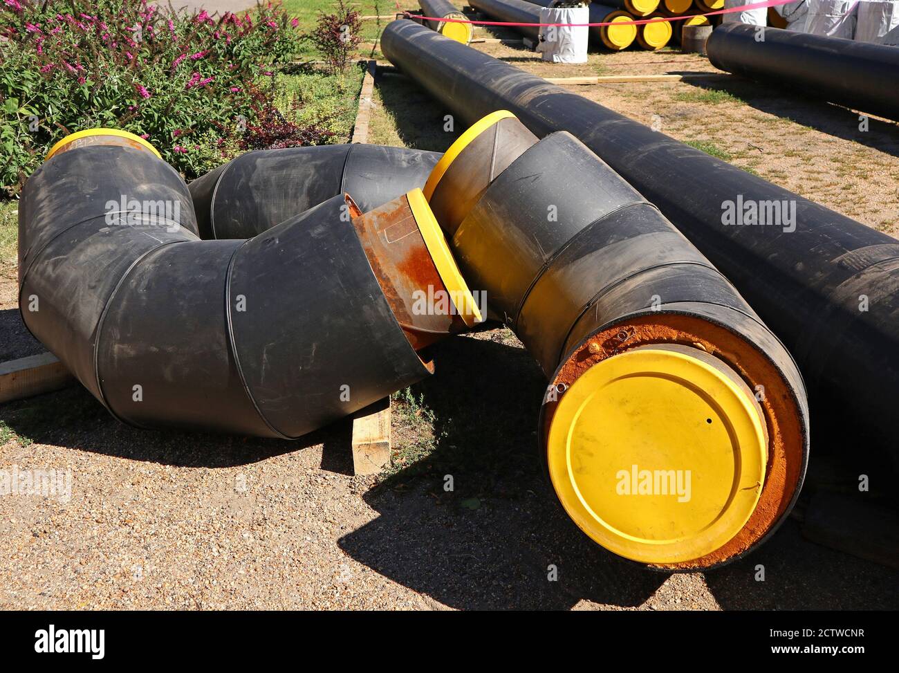 Large steel pipes at the construction site Stock Photo - Alamy