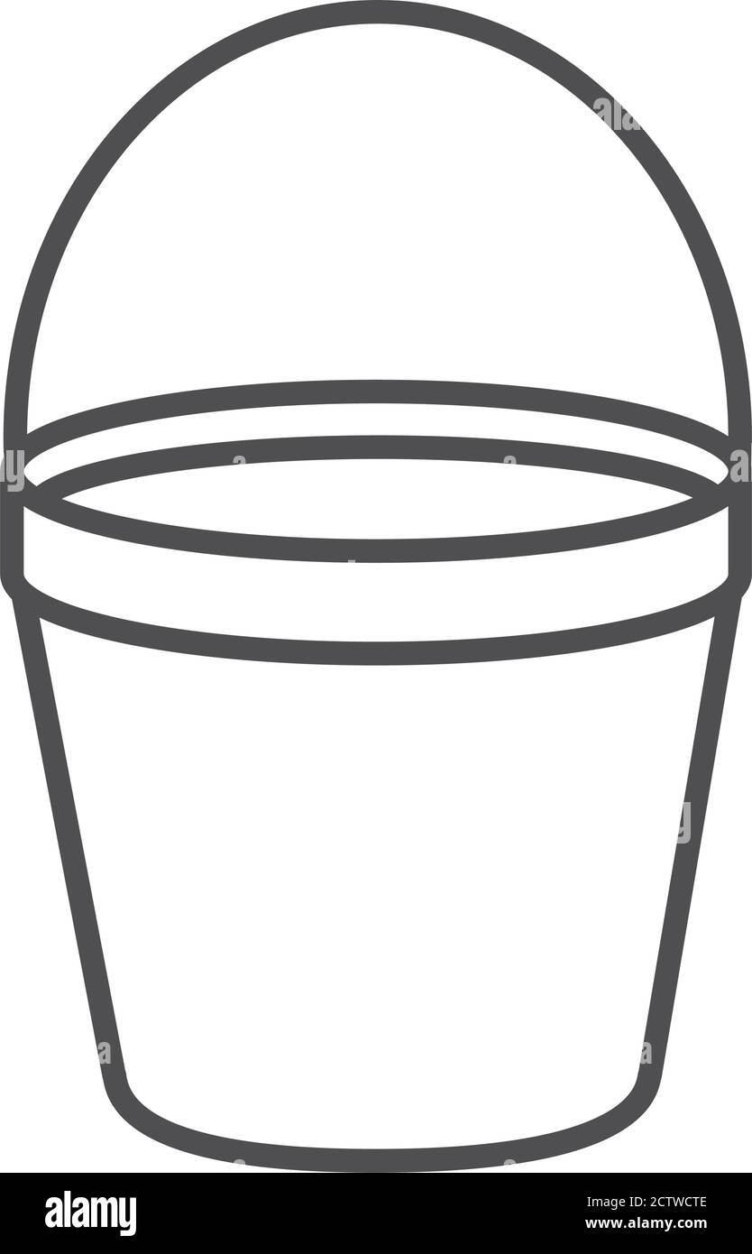 gardening, metallic bucket tool line icon style vector illustration ...