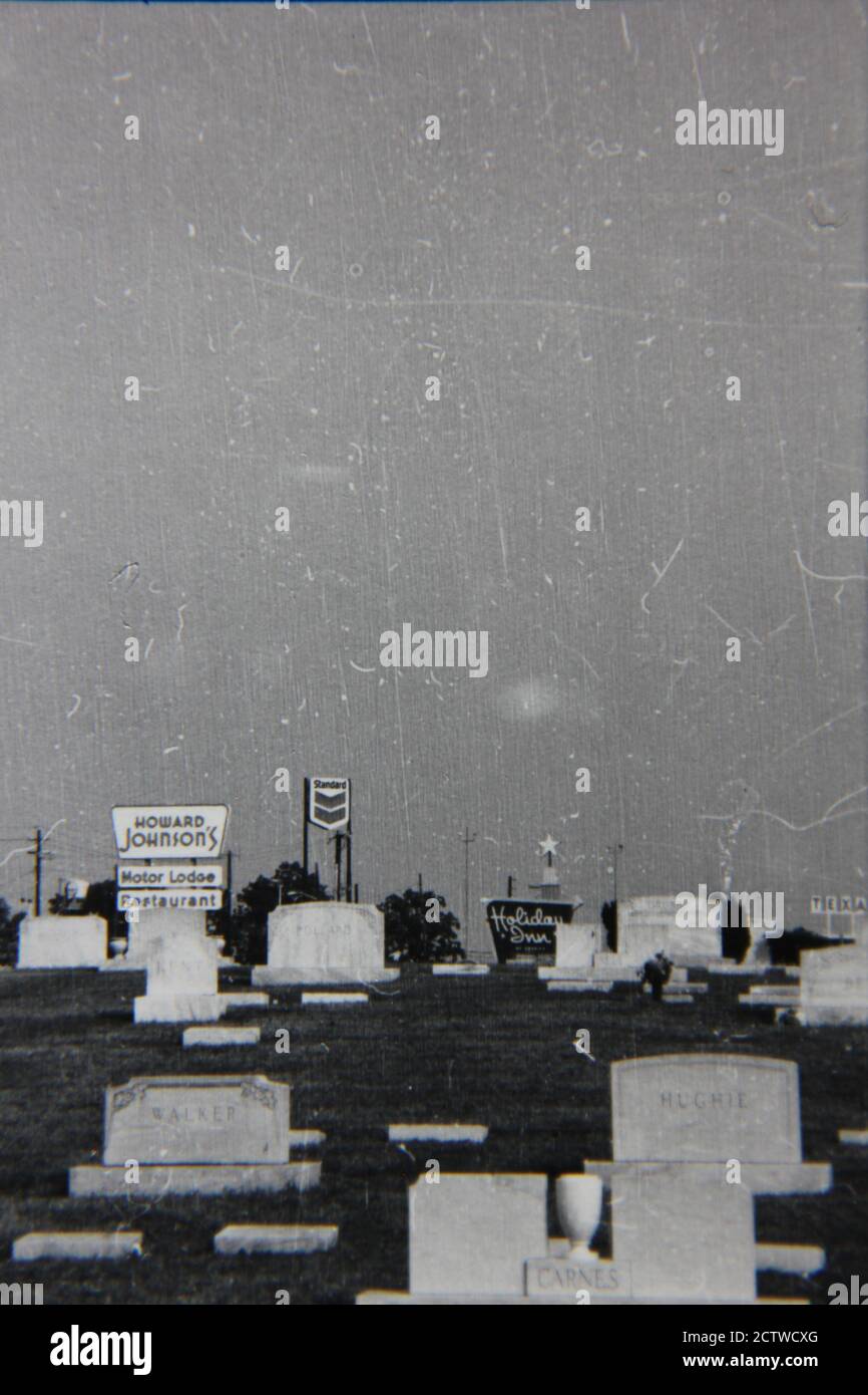 Fine 1970s vintage black and white photography of gravestones standing ...