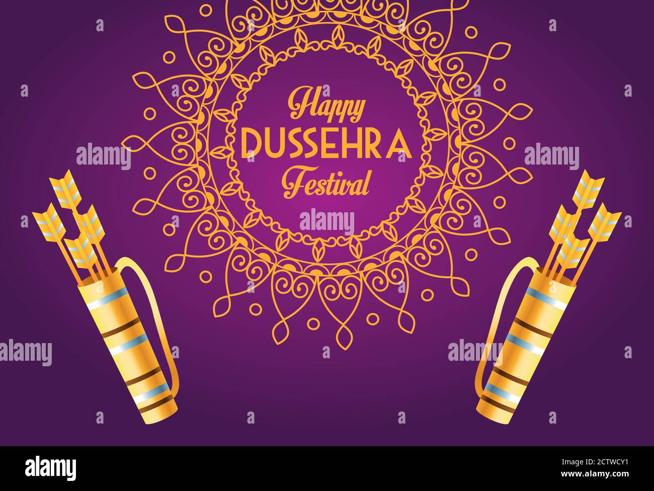 happy dussehra festival poster with arrows bags in mandala vector ...