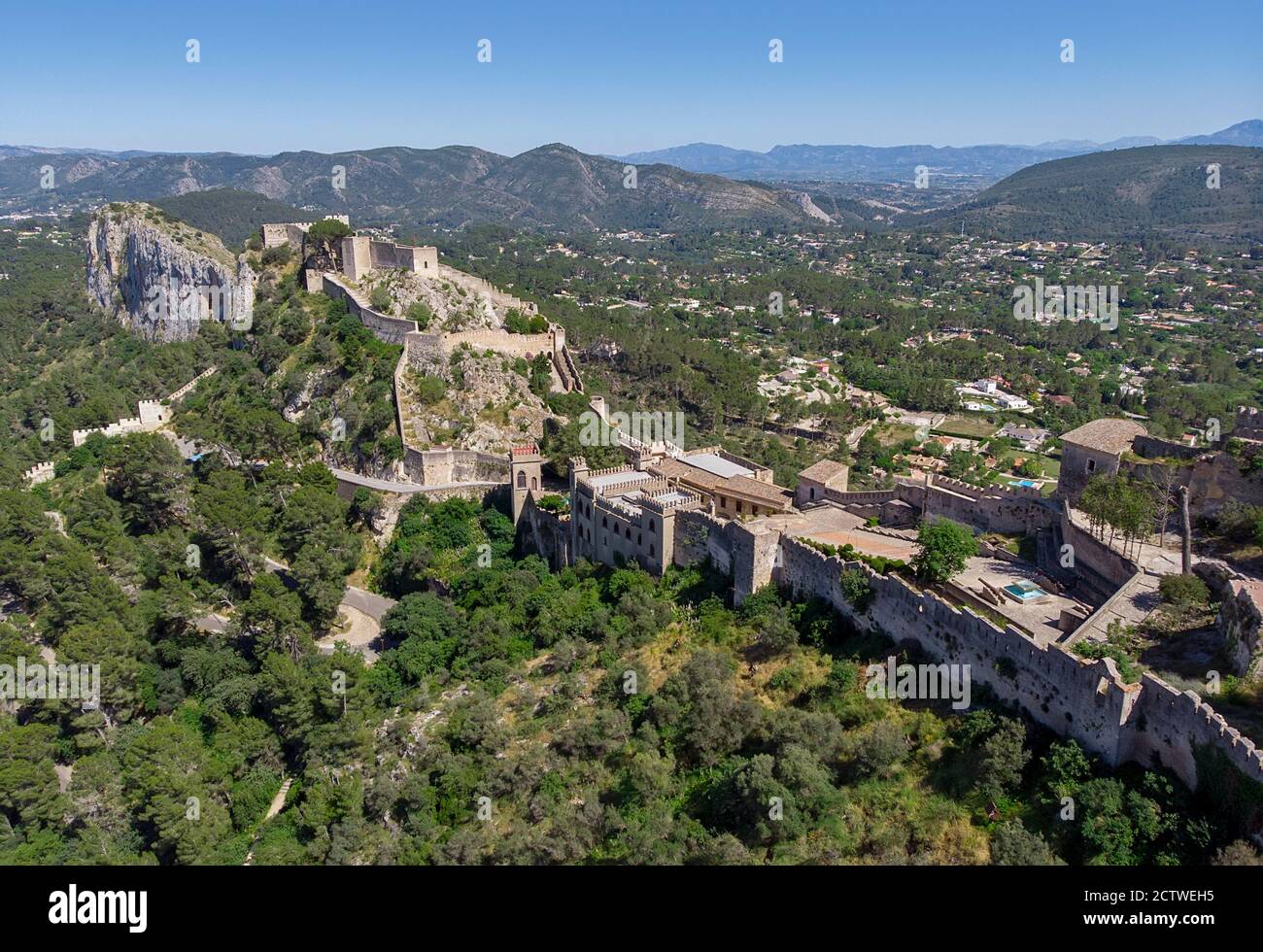Aerial image Xativa ancient spanish castle. Valencian Community, Spain ...