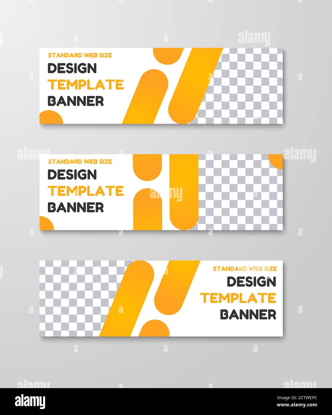 Set of vector horizontal web banners with place for photo and yellow ...