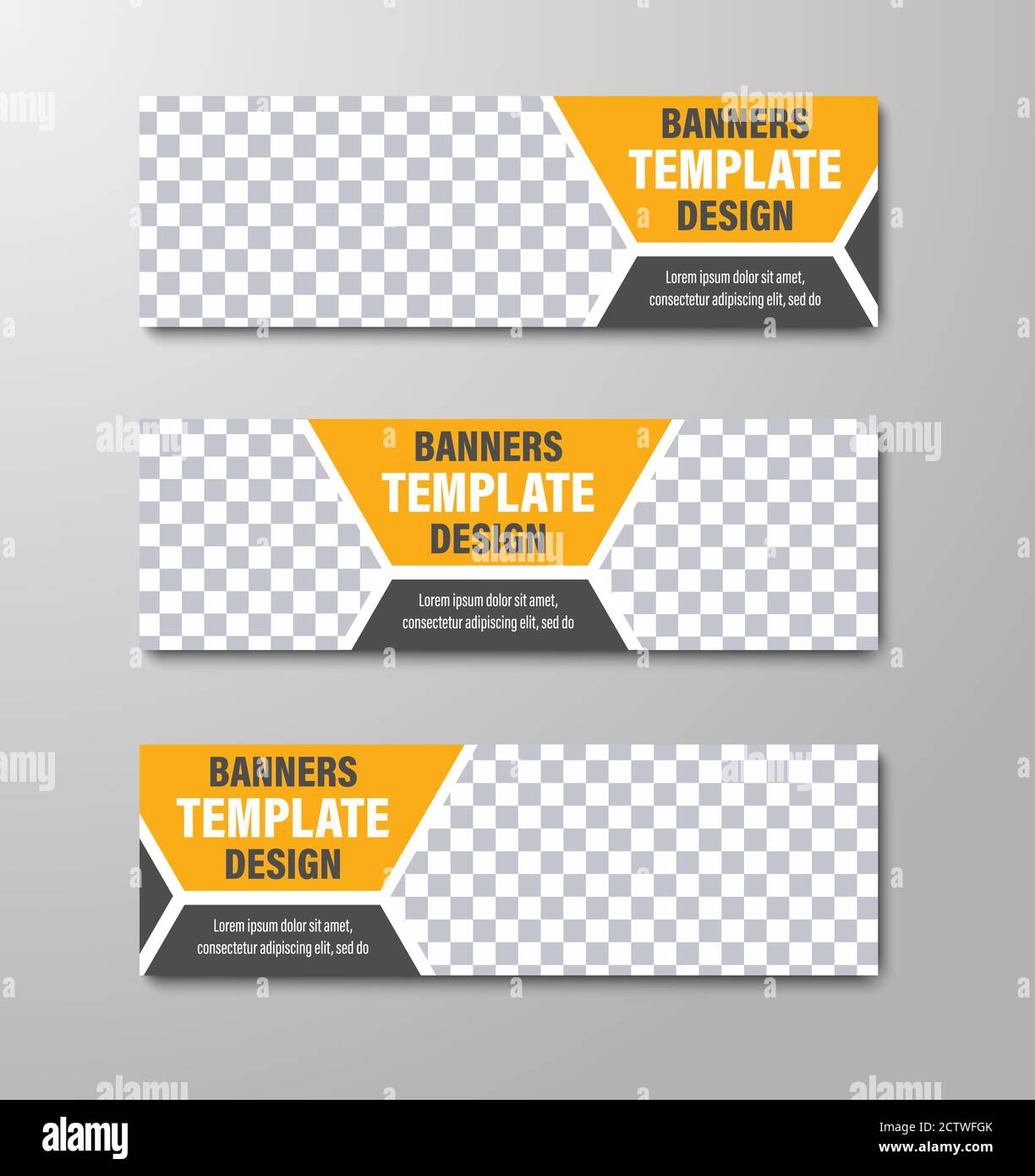 Design of horizontal vector web banners with place for photo and ...