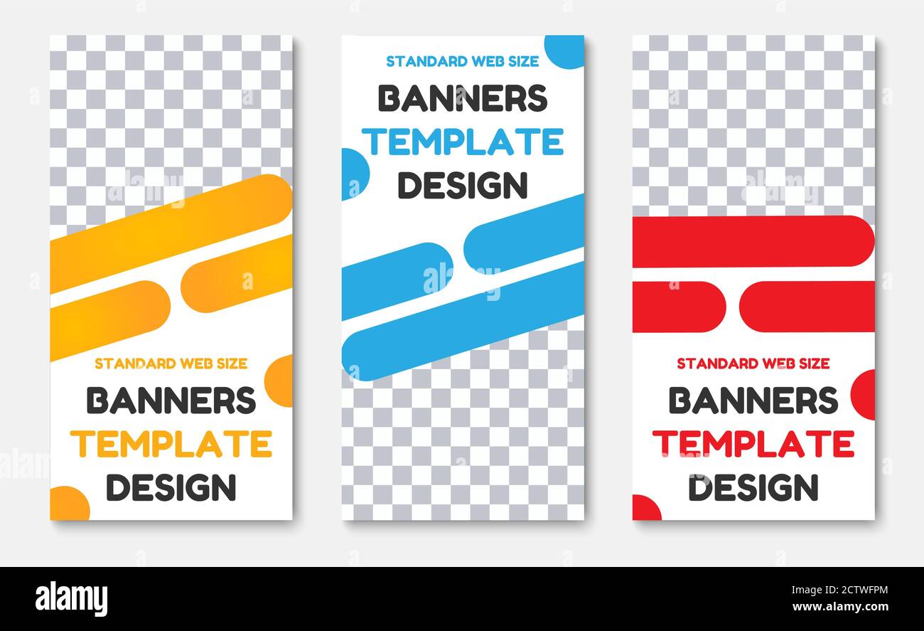 Design of vertical vector white banners with color rounded rectangles ...