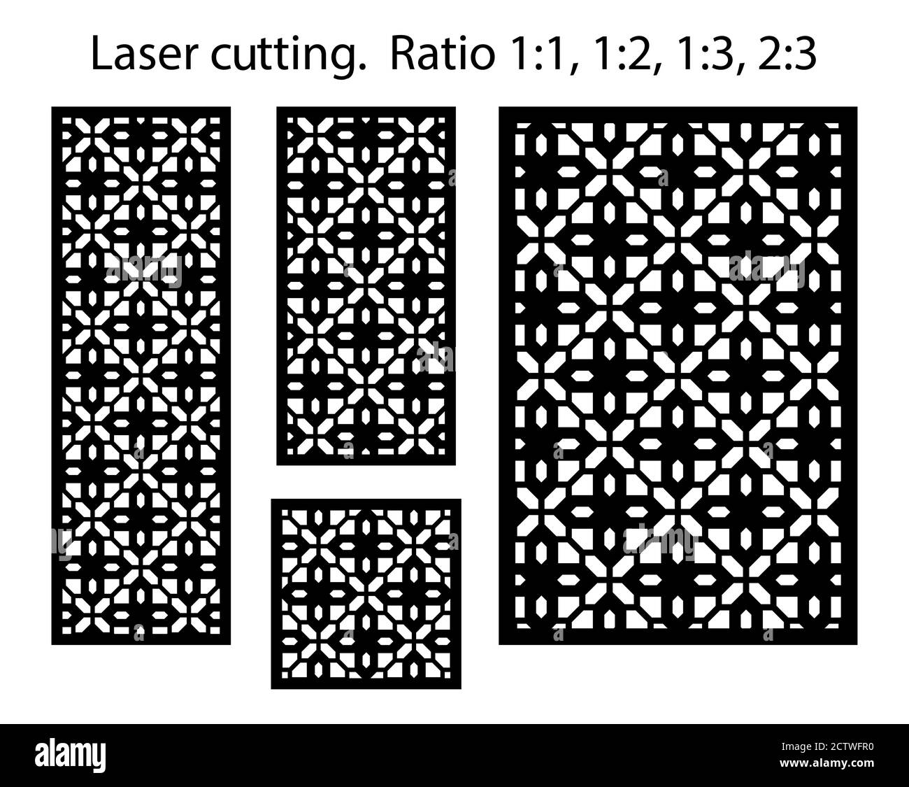 Cnc template set. Laser pattern. Set of geometric decorative vector panels for laser cutting ...