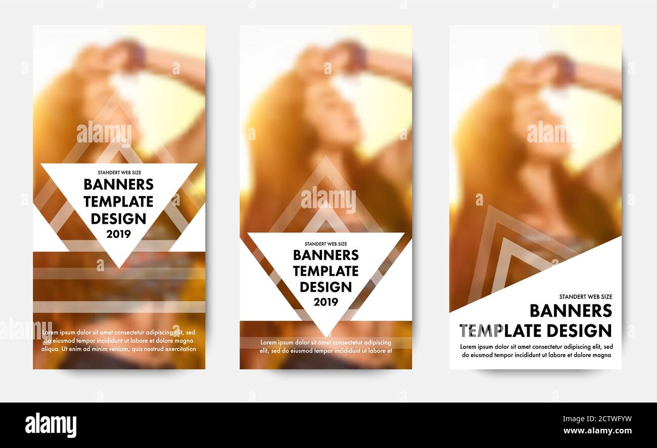 Design vertical web banners with triangular elements for text. Template ...