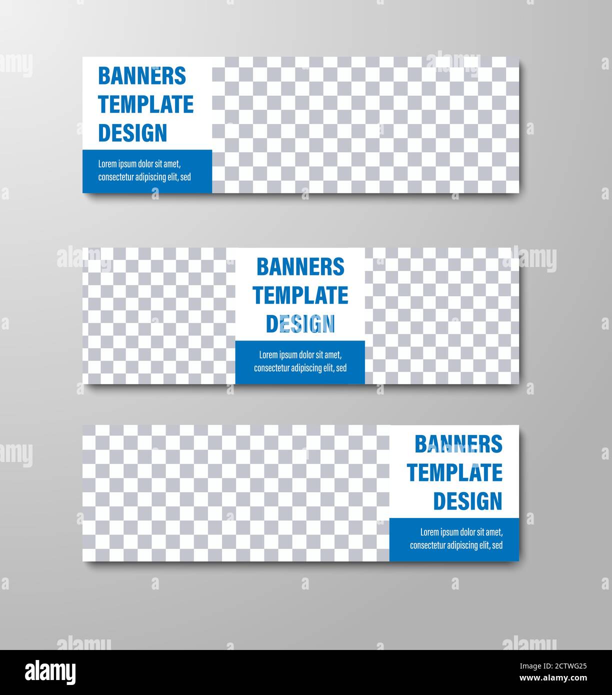 Design of vector white horizontal web banners with place for photo and ...