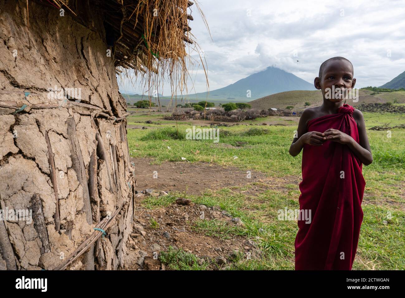 ENGARE SERO. TANZANIA - JANUARY 2020: Indigenous Maasai Boy near the ...