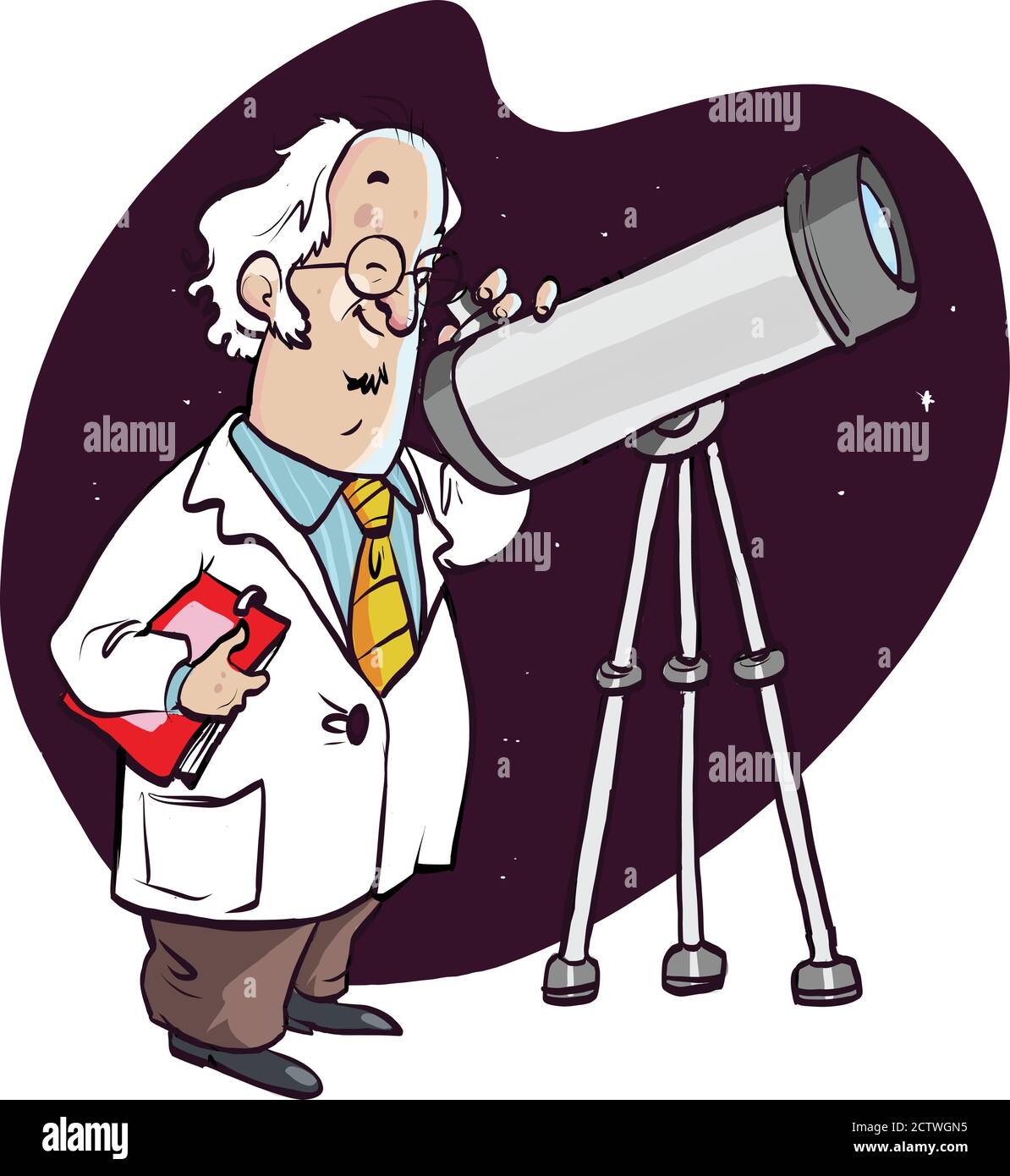 Vector cartoon astronomer looking through a telescope Stock Vector ...