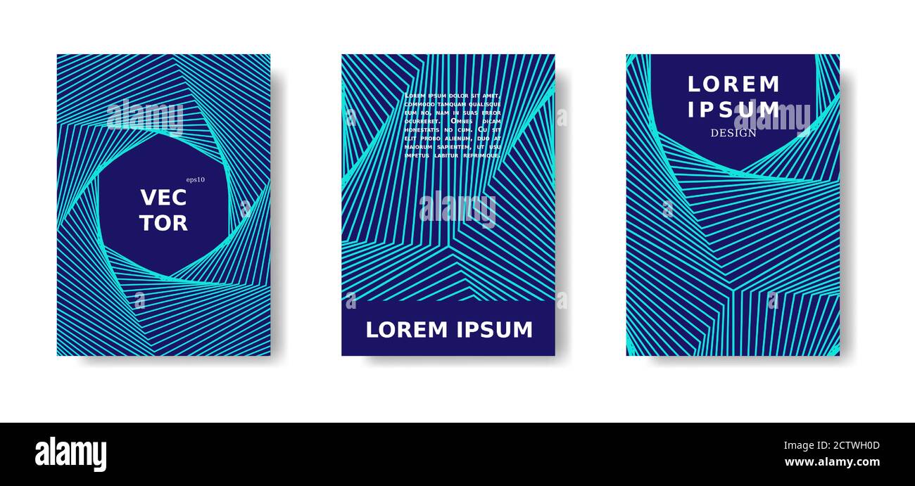 Minimal blue and neon cover, title design in color lines. Vector A4 ...