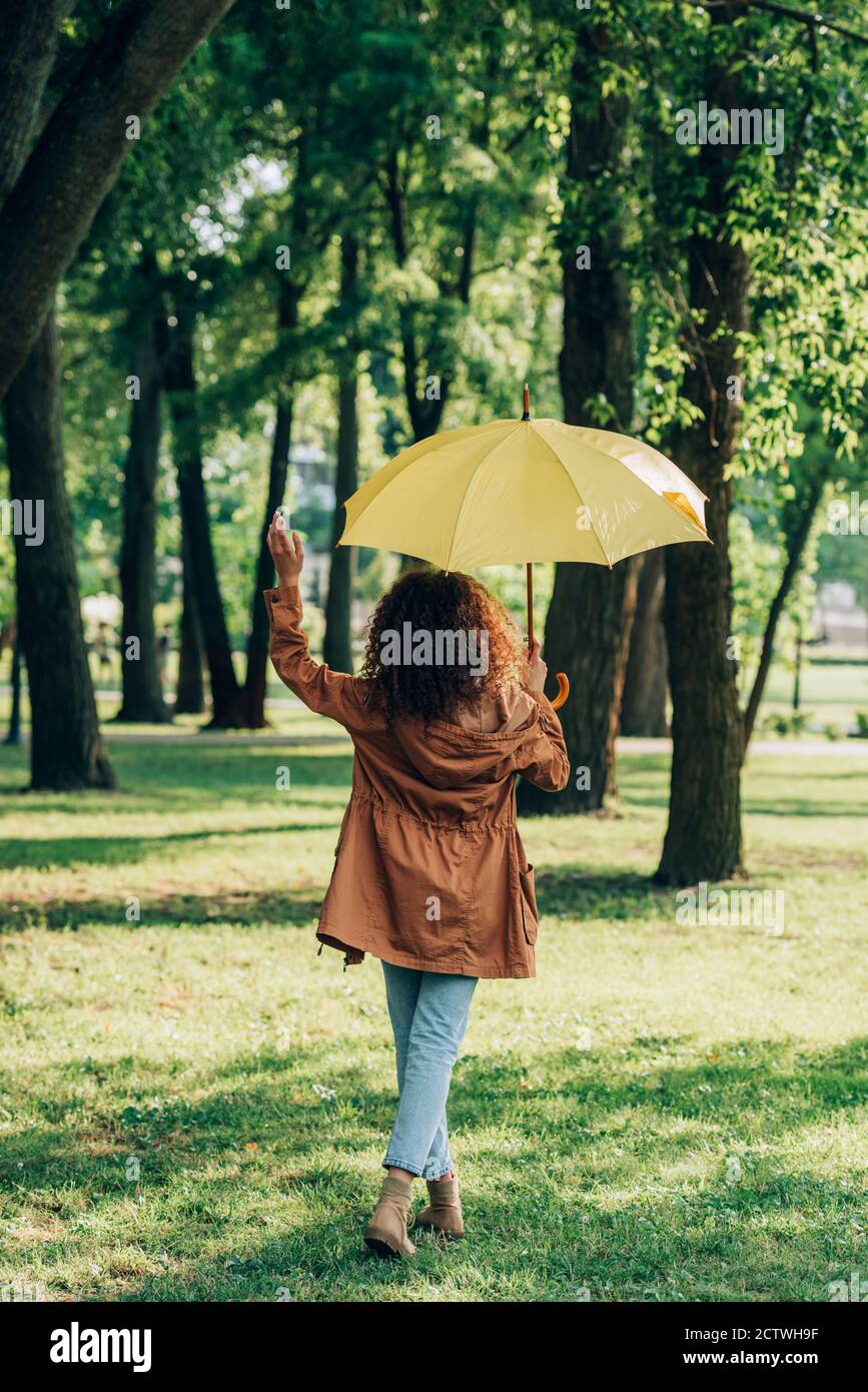 Back view woman umbrella walking hi-res stock photography and images ...