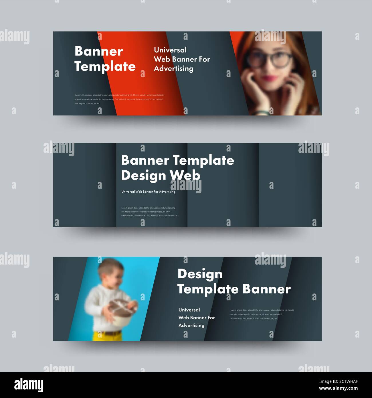 Design of horizontal vector web banners in the style of material design ...