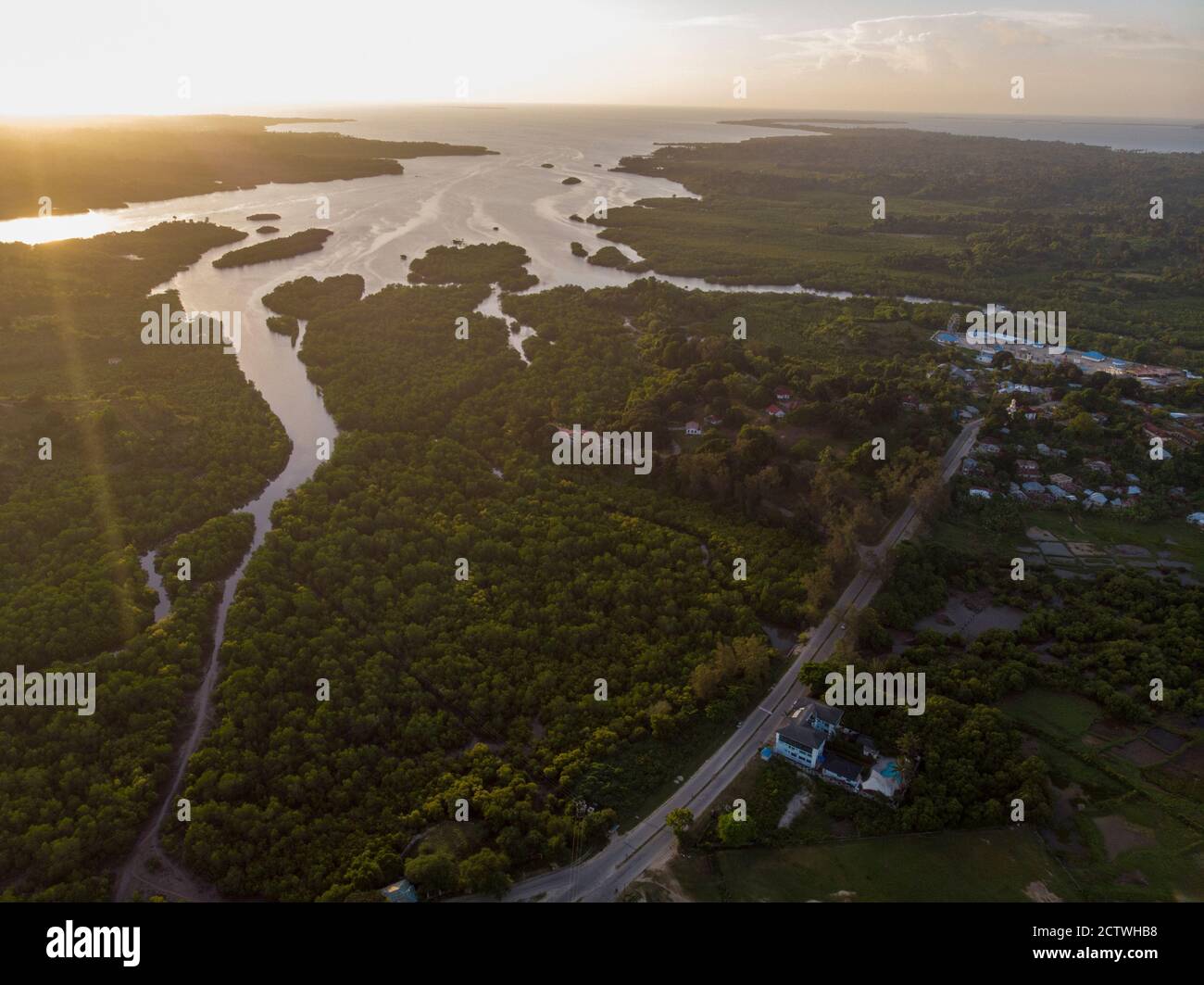 Aerial Drone shot of Chake Chake City, a Capital of Pemba island ...