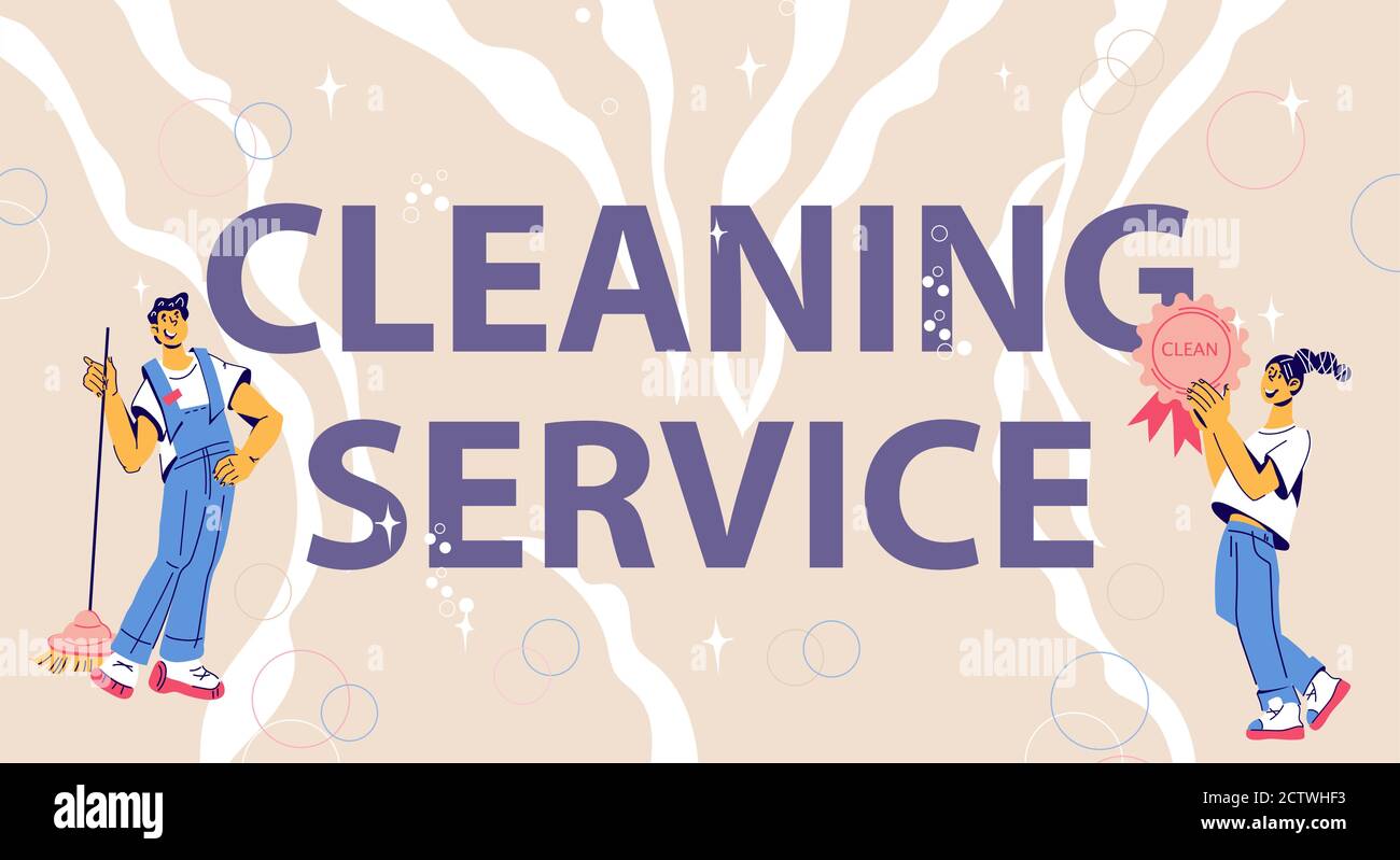 Home or office cleaning company service website banner with cleaners ...