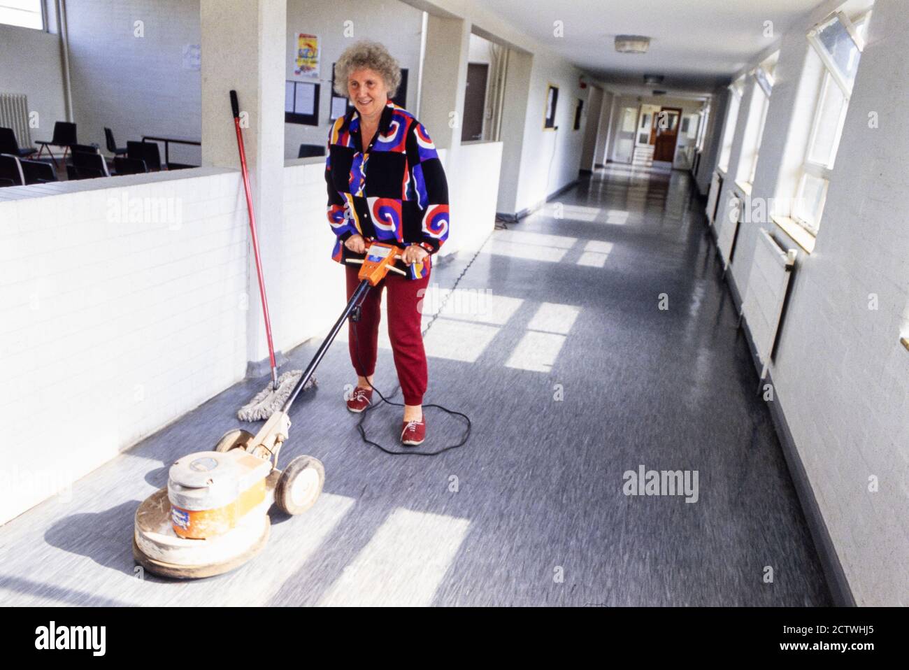 Contract claning staff in action at the end of the school day at ...