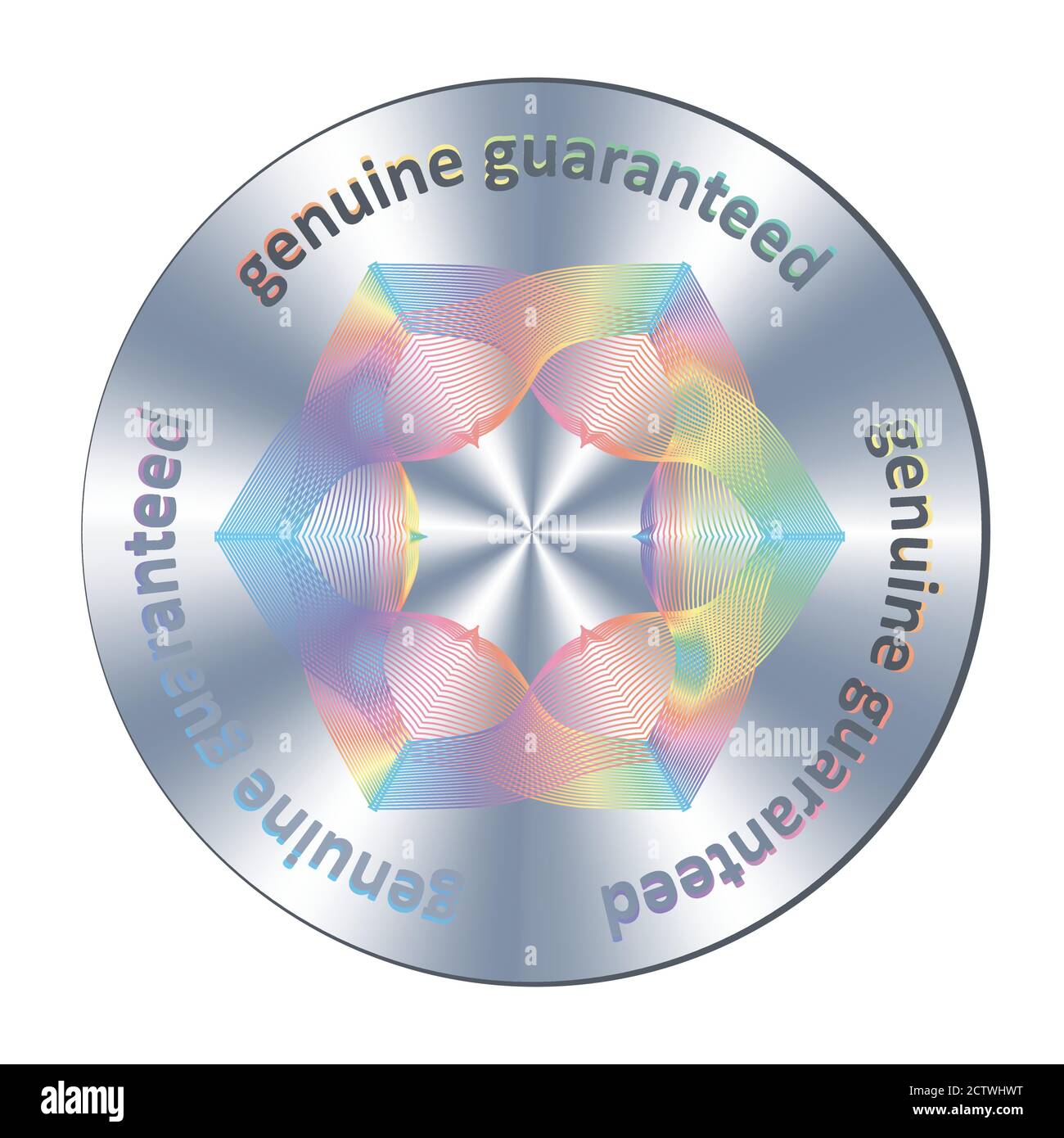 Genuine guaranteed metallic round hologram realistic sticker. Vector ...