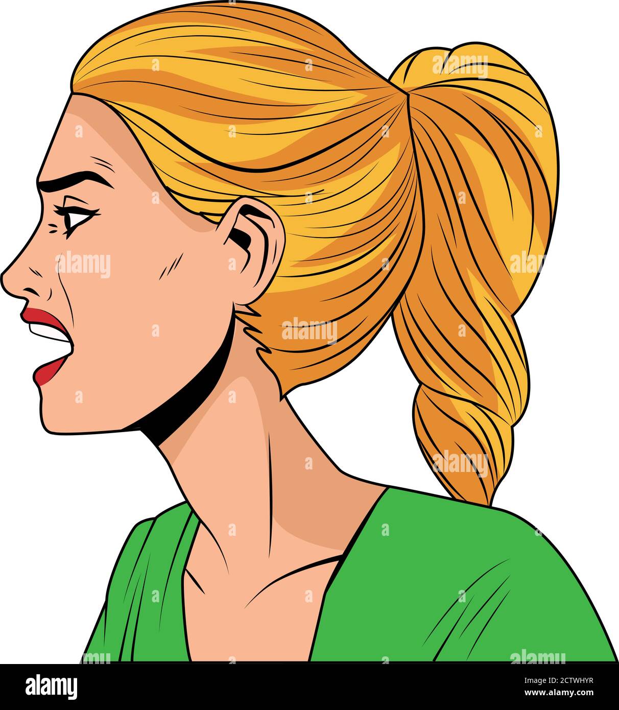 angry woman profile pop art style character vector illustration design ...