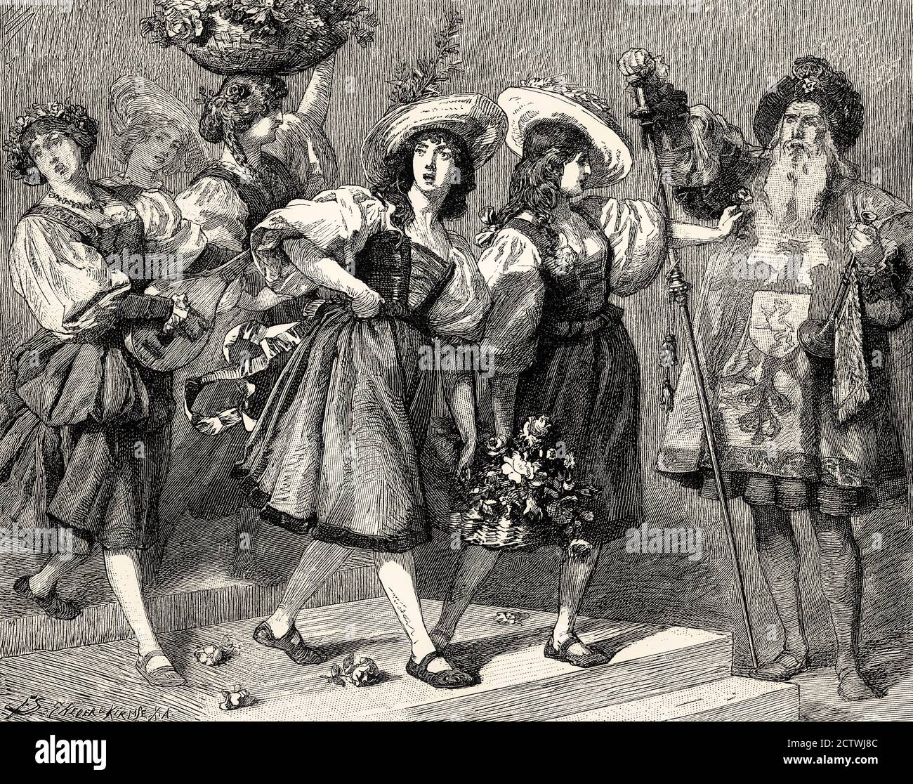Garden-Girls of Florence, Florentine carnival, accompanied by mandolins ...
