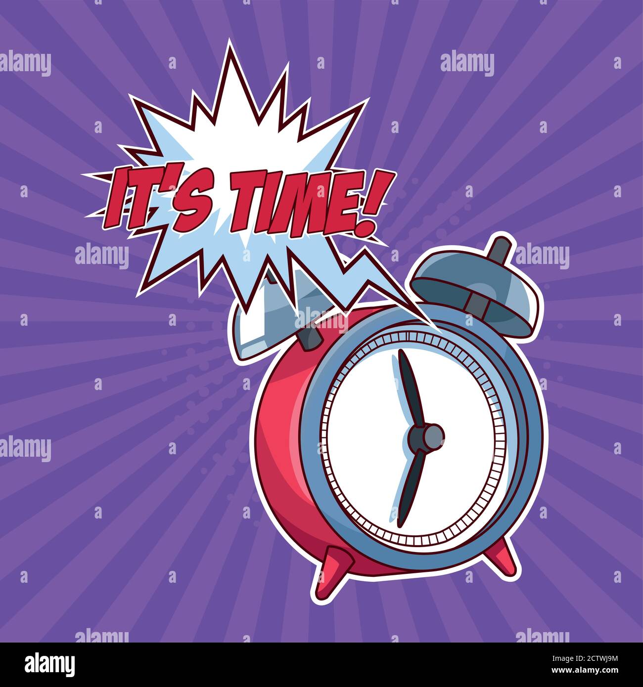 alarm clock time pop art style vector illustration design Stock Vector ...