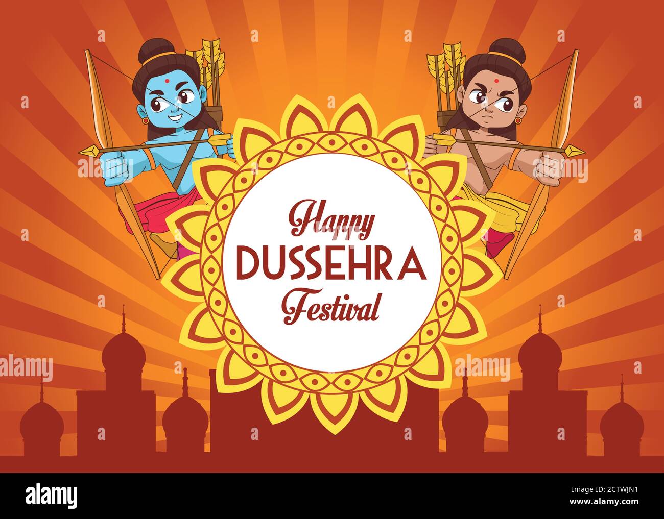 happy dussehra festival poster with two rama characters and mandala ...