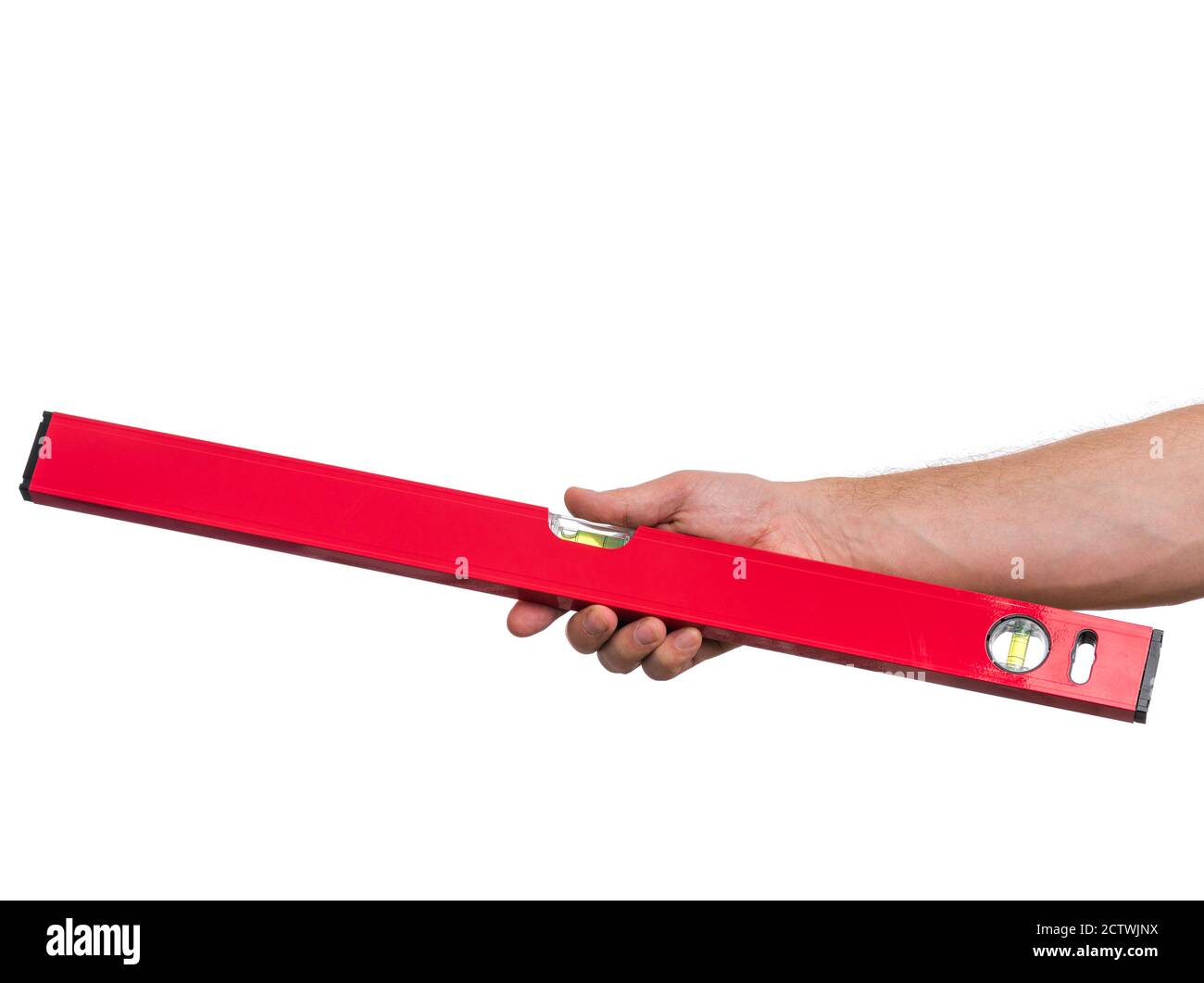 Male hand with bubble level Stock Photo - Alamy