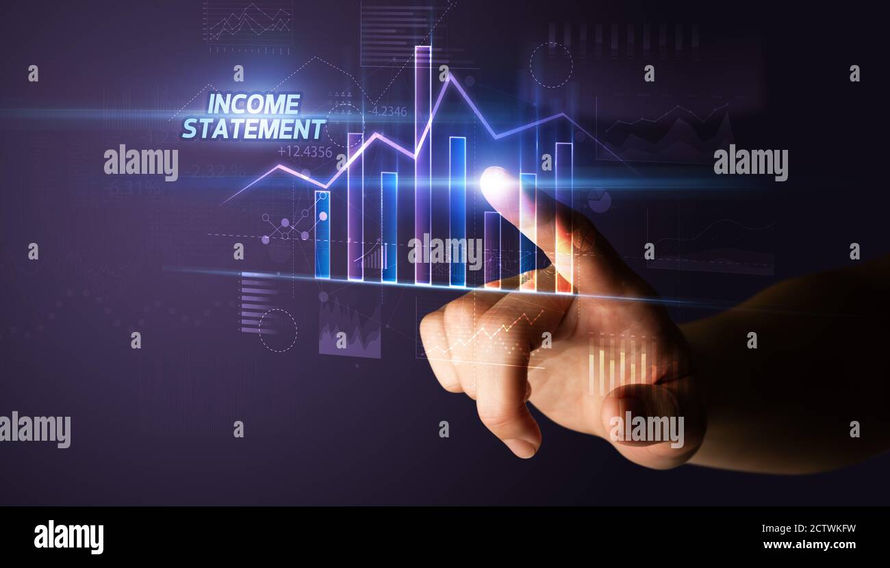 Hand touching INCOME STATEMENT button, business concept Stock Photo - Alamy