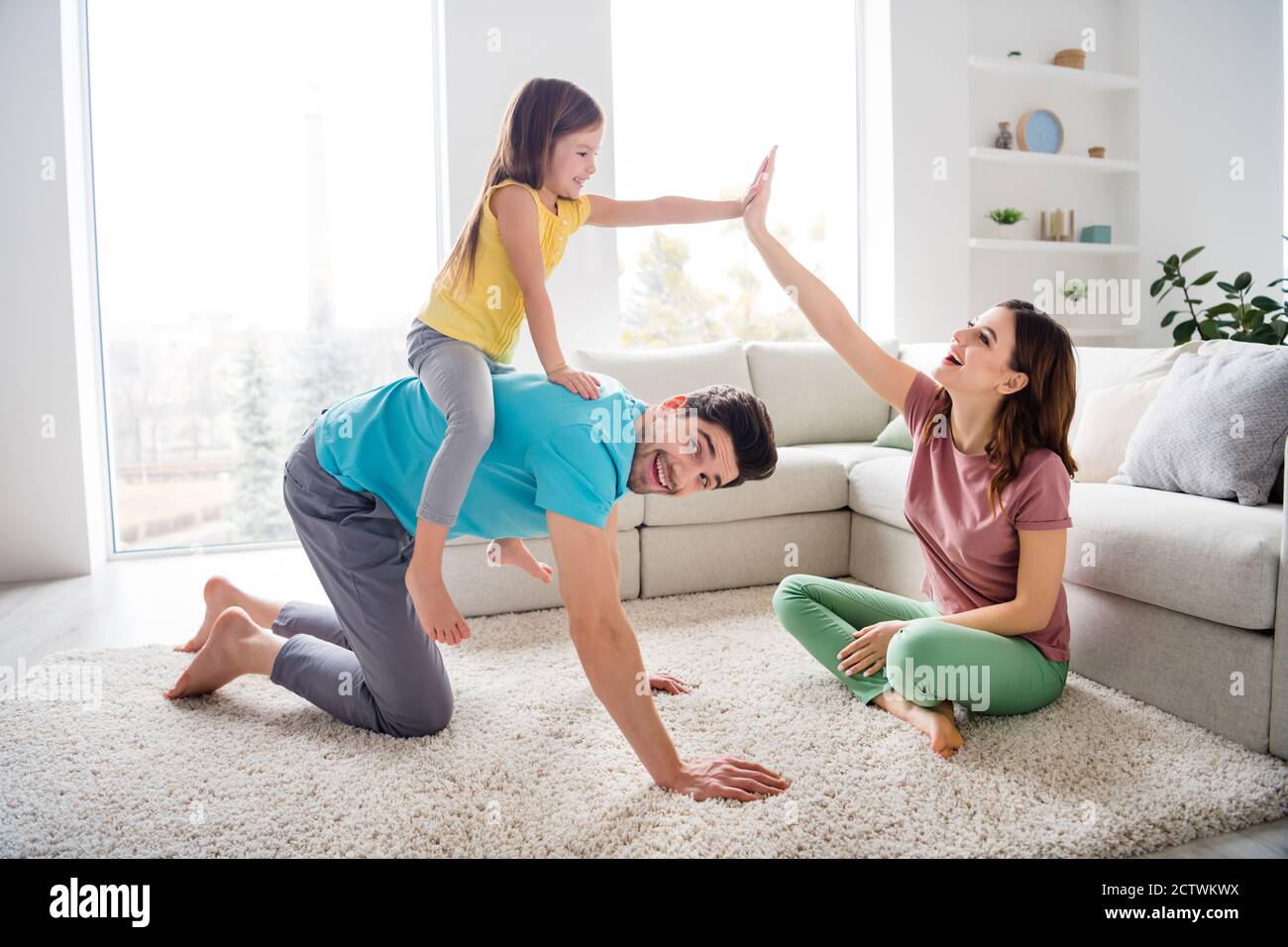 Yeah you ride horse. Fun three people play game little kid girl sit ...