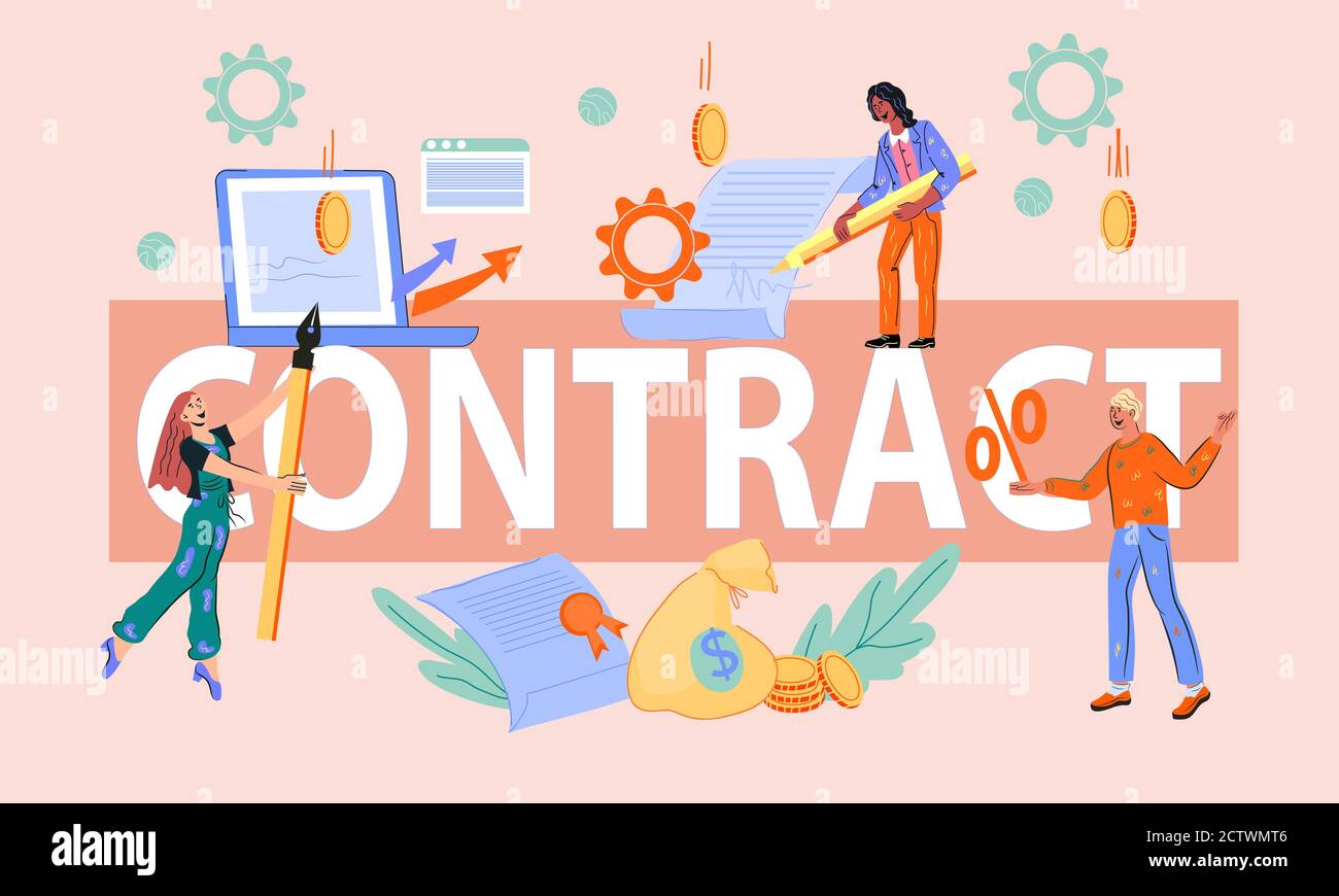 Web banner for contract signing and investments into company vector ...