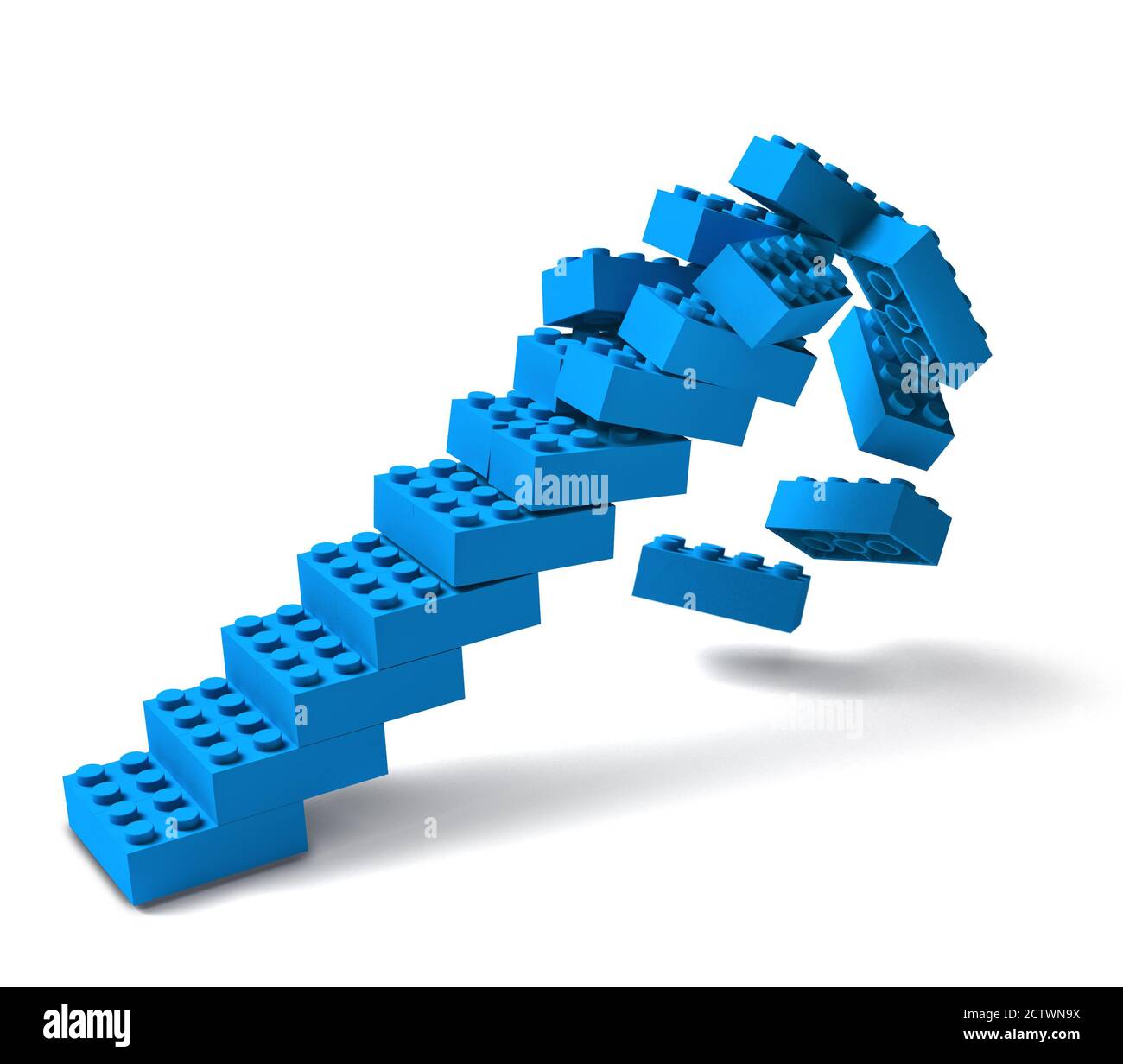 Toy building block stairs collapsing, failing concept 3D Stock Photo ...
