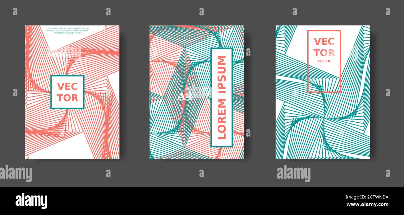 Title page design in color lines. Vector A4 catalog,magazine, cover ...