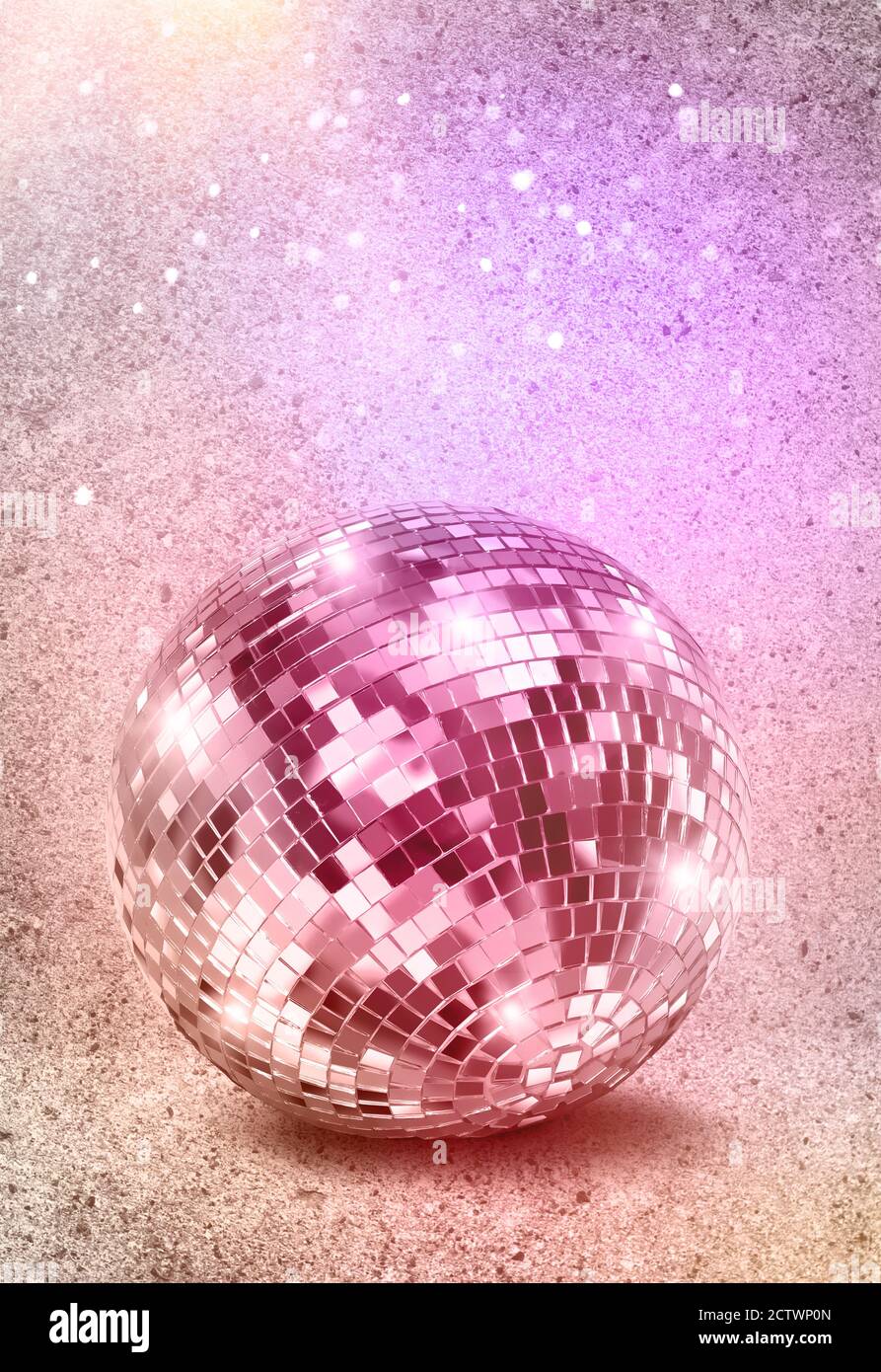 Disco mirror ball on decayed vintage color background Stock Photo - Alamy