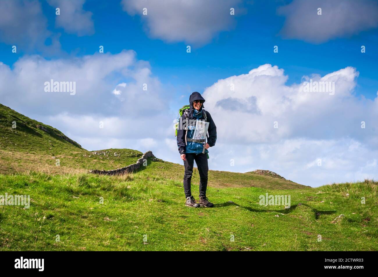 Dominika Wroblewska walking at the west end of Langcliffe Scar near ...