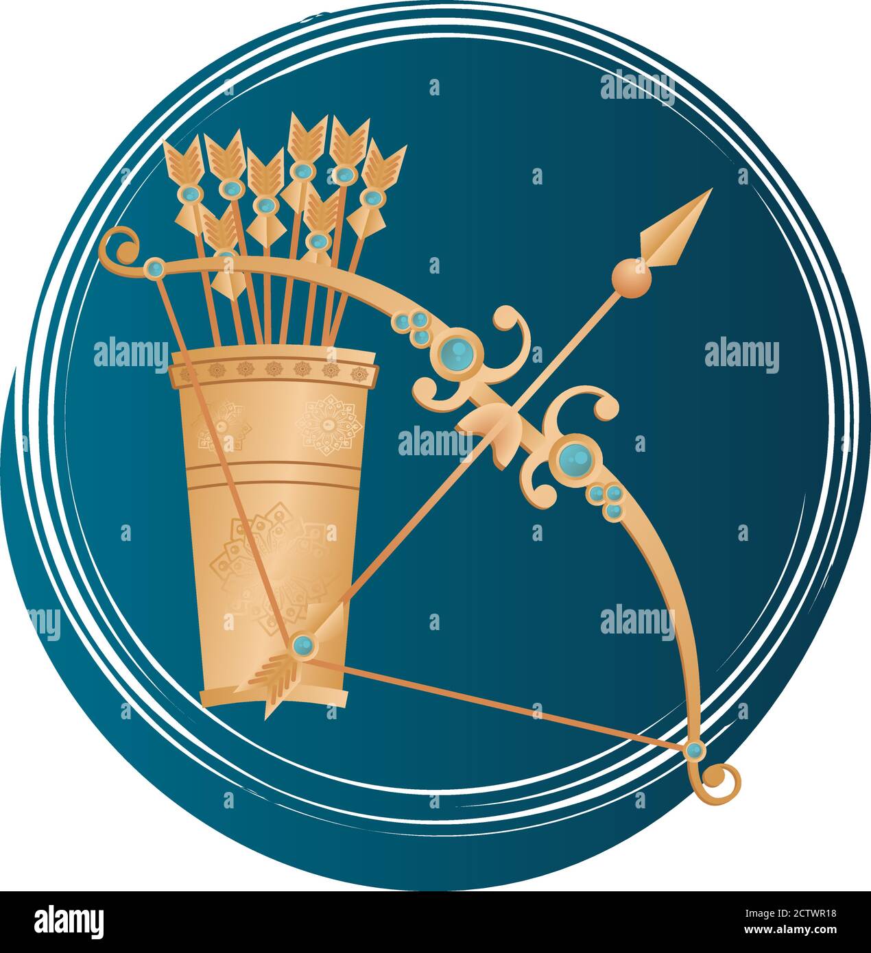 golden arch weapon and arrows bag hindu religion icons vector ...