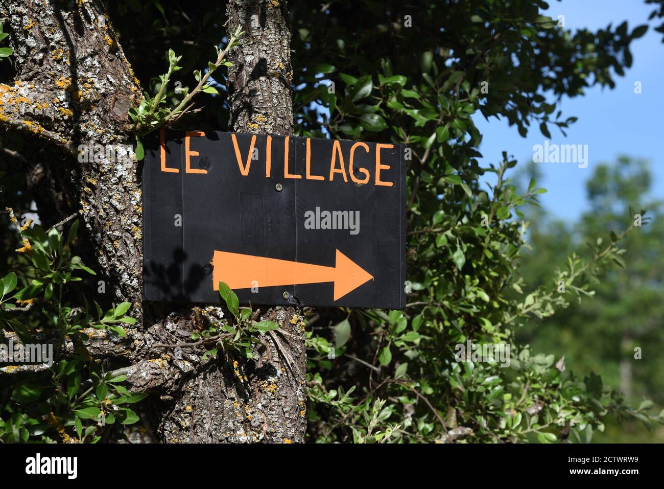 French Direction Sign to the Village Stock Photo - Alamy