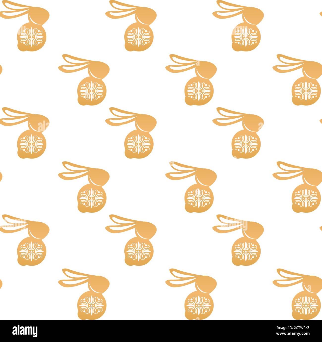 golden rabbits with mid autumn decoration in skin pattern vector ...
